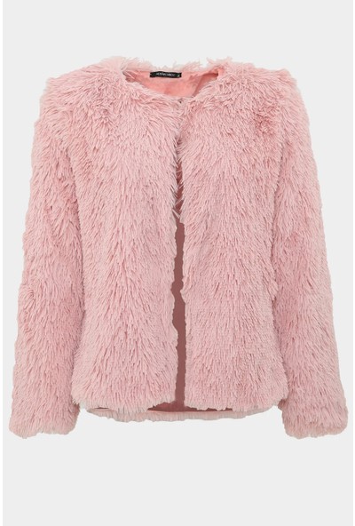 Açelya Okcu Bisiklet Yaka Peluş Ceket