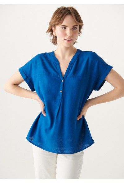 Mavi Kısa Kollu Mavi Bluz