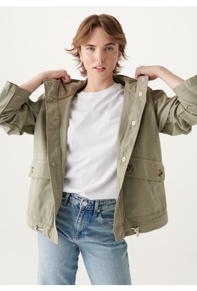 Mavi Çift Cepli Yeşil Ceket