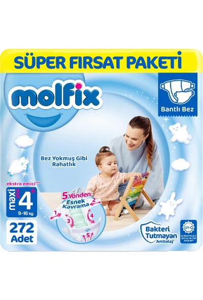 Molfix Bebek Bezi 4+ Beden Süper Fırsat Paketi 4 x 68'li