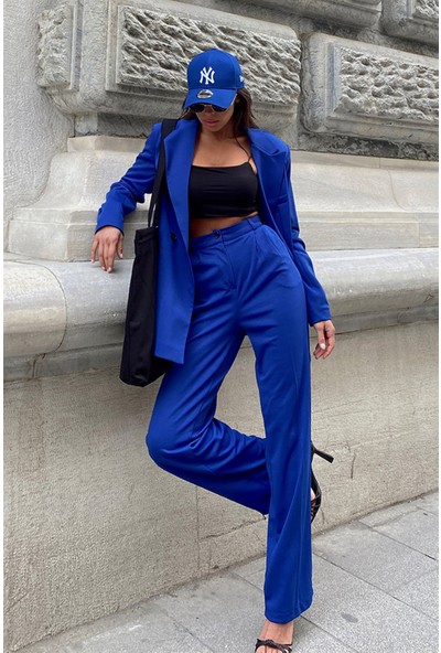 MyLove Oversize Palazzo Takım Saks Mavisi