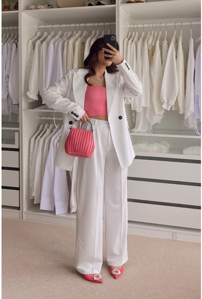 MyLove Oversize Palazzo Takım Beyaz