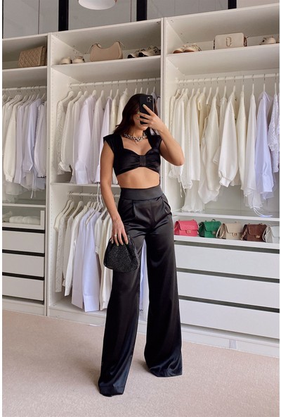 MyLove Saten Palazzo Takım Siyah MyLove Saten Palazzo Takım Siyah