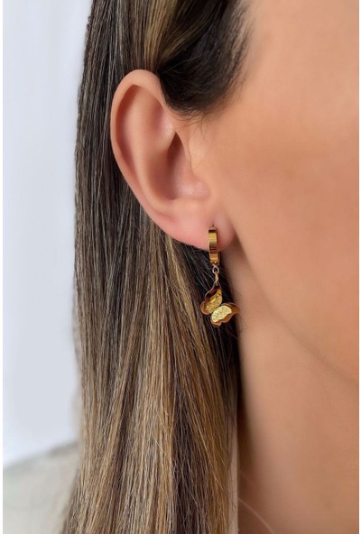 Takı Vadisi Simli Kelebek Çelik Kararmaz Kadın Küpe