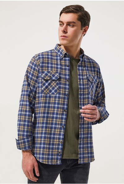 D'S Damat Ds Damat Slim Fit Lacivert Ekoseli Oduncu Gömlek D'S Damat Ds Damat Slim Fit Lacivert Ekoseli Oduncu Gömlek