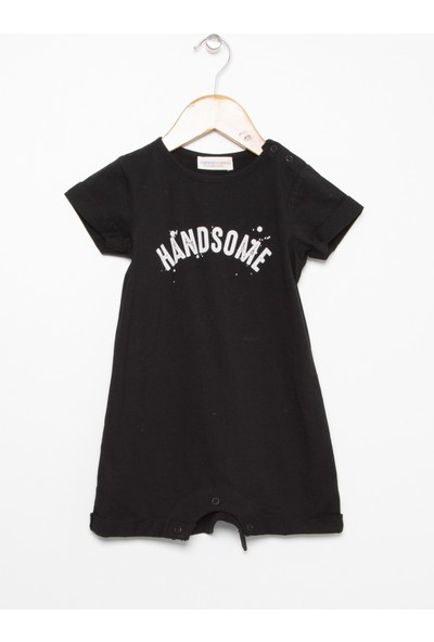 Mammaramma Sb-14 Siyah Yazı Baskılı Erkek Bebek Tulum