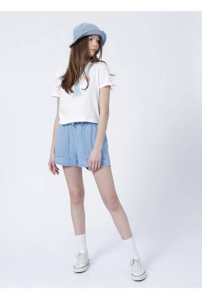 Aeropostale K-Tomero Lastikli Standart Kalıp Düz Mavi Kadın Şort