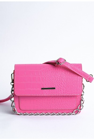 Madamlina Timsah Desenli Fuşya Clutch Baget Zincir Askılı El ve Omuz Çantası Madamlina Timsah Desenli Fuşya Clutch Baget Zincir Askılı El ve Omuz Çantası