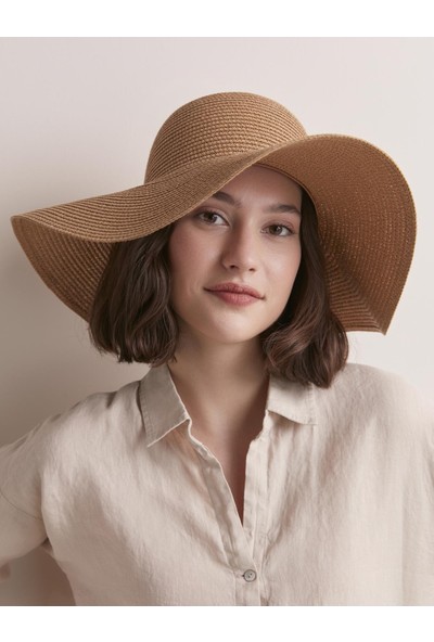 Jimmy Key Kadın Deve Tüyü Örme Hasır Şapka
