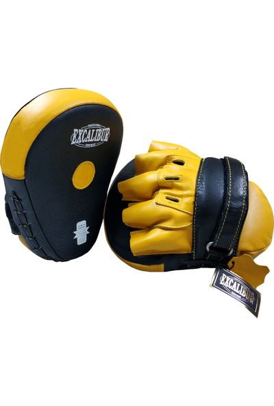 Excalibur Porto Hakiki Deri Boks Lapa Boks Ellik Çift - Siyah Sarı