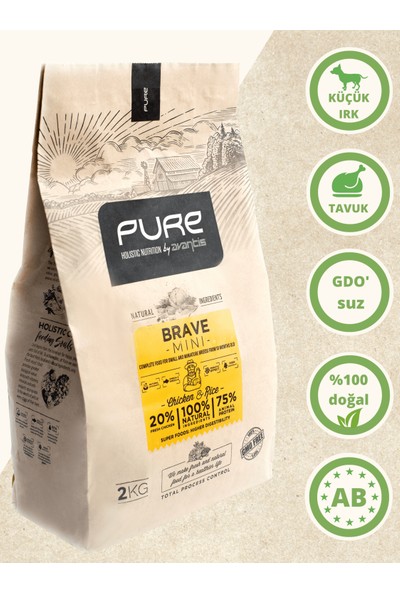 Pure by Avantis Brave Mini Küçük Irk Yetişkin Holistik Kuru Köpek Maması 2 KG Pure by Avantis Brave Mini Küçük Irk Yetişkin Holistik Kuru Köpek Maması 2 KG