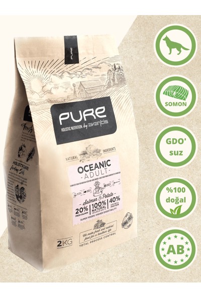 Pure by Avantis Oceanic Somon Orta Ve Büyük Irk Yetişkin Holistik Kuru Köpek Maması 2 KG