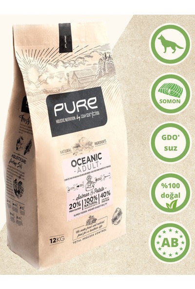 Pure by Avantis Oceanic Somon Orta Ve Büyük Irk Yetişkin Holistik Kuru Köpek Maması 12 KG