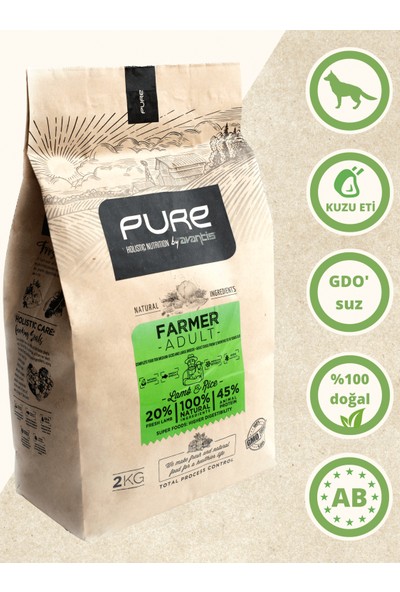 Pure by Avantis Farmer Lamb Yetişkin Holistik Kuzu Etli Kuru Köpek Maması 2 KG Pure by Avantis Farmer Lamb Yetişkin Holistik Kuzu Etli Kuru Köpek Maması 2 KG