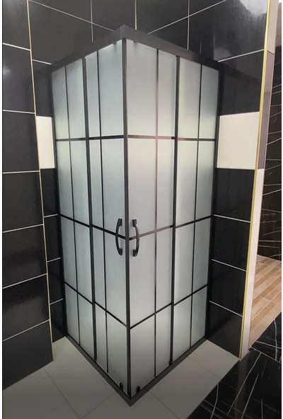Avrupa Duş Siyah Serigrafi Buzlu 5mm Camlı Yükseklik 190 cm Duşakabin Avrupa Duş Siyah Serigrafi Buzlu 5mm Camlı Yükseklik 190 cm Duşakabin