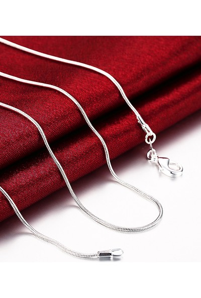 Abbsee 925A Gümüş Snake Chain Erkek Kadın Zincir Kolye 1mm İnce Zincir Kolye Abbsee 925A Gümüş Snake Chain Erkek Kadın Zincir Kolye 1mm İnce Zincir Kolye