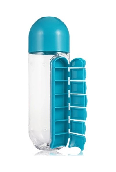 Keyfi Sepet Haftanın 7 Günü Hap-Vitamin Ilaç Kutulu Bpa Free Su Şişesi 600 ml Keyfi Sepet Haftanın 7 Günü Hap-Vitamin Ilaç Kutulu Bpa Free Su Şişesi 600 ml