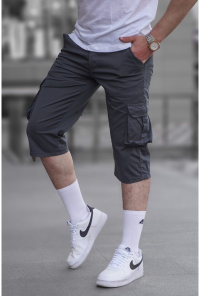Madmext Füme Gabardin Kargo Cep Erkek Kapri Şort 5754