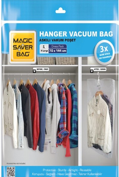 Magic Saver Bag Askılı Vakumlu Poşet Seti (Xl) Magic Saver Bag Askılı Vakumlu Poşet Seti (Xl)