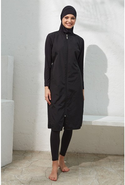 Pierre Cardin Uzunkol Paraşüt Tesettür Mayo Siyah 221913