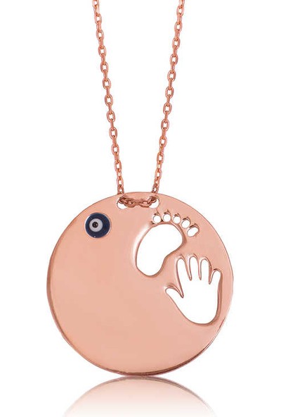 Gumush Gümüş El Ayak İzi Anne Kadın Kolye