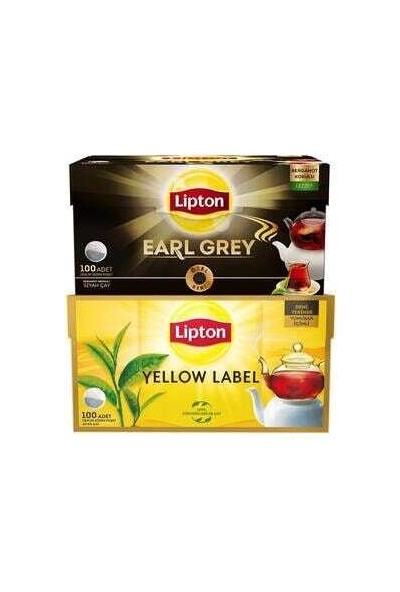 Mp Lipton Earl Grey Demlik Poşet Çay 100LÜ + Yellow Label Demlik Poşet Çay 100LÜ Mp Lipton Earl Grey Demlik Poşet Çay 100LÜ + Yellow Label Demlik Poşet Çay 100LÜ