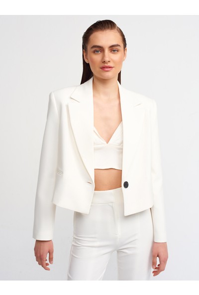 Dilvin 60309 Kısa Blazer Ceket-Beyaz Dilvin 60309 Kısa Blazer Ceket-Beyaz