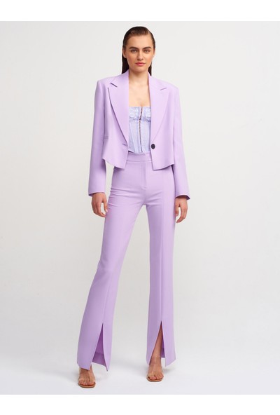 Dilvin 60309 Kısa Blazer Ceket-Lila
