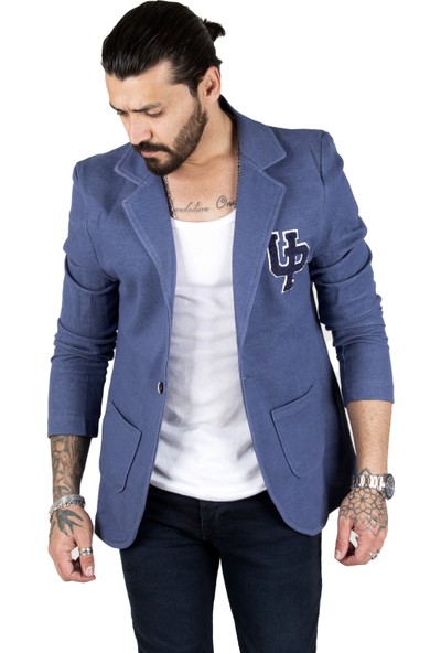 Deepsea Slim Fit Likralı Torba Cepli Yazı Armalı Penye Erkek Ceket 2201071