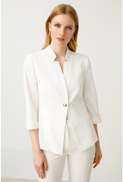 Ekol Dik Yaka Çizgi Cep Ceket