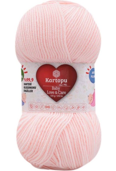 Kartopu Baby Love & Care El Örgü Ipi 100 Gr. | Açık Pembe K255