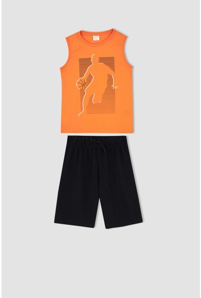 DeFacto Erkek Çocuk Regular Fit Basketbol Baskılı Kolsuz Atlet Şort Takım X9876A622SM