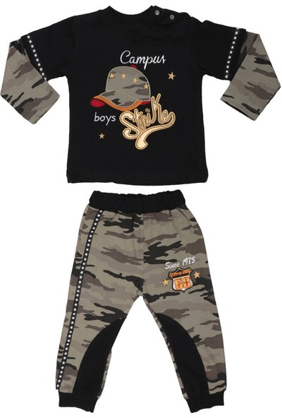 Şapka Nakışlı Bebek Takım 7010 | Siyah