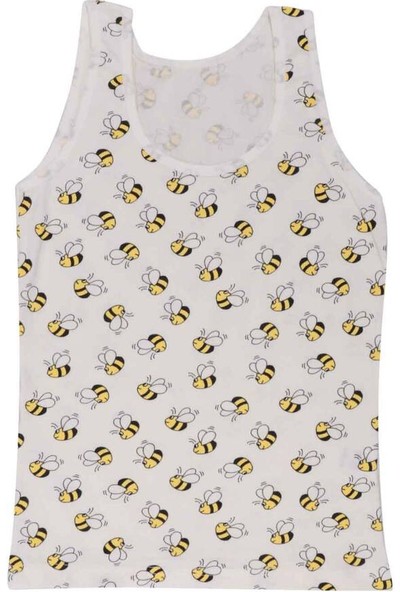 Kalın Askılı Arı Baskılı Kız Çocuk Atlet 3412 | Krem Kalın Askılı Arı Baskılı Kız Çocuk Atlet 3412 | Krem