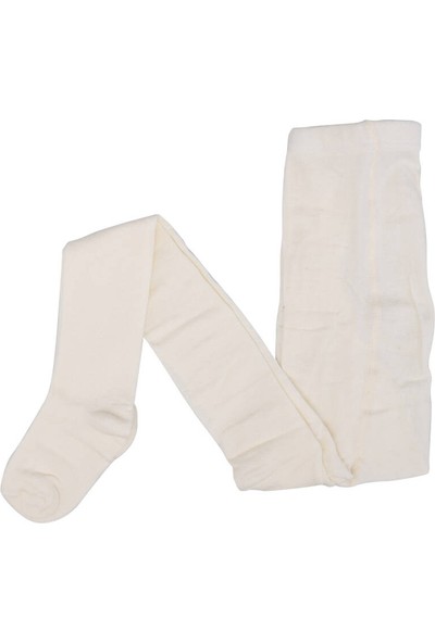 Düz Desen Kız Çocuk Külotlu Çorap | Ekru