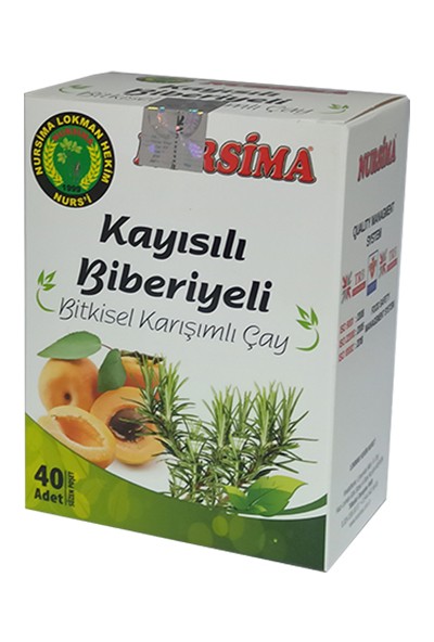 Kumraldede Kayısılı Biberiyeli Bitkisel Karışımlı Çay 40 Adet Süzen Poşet