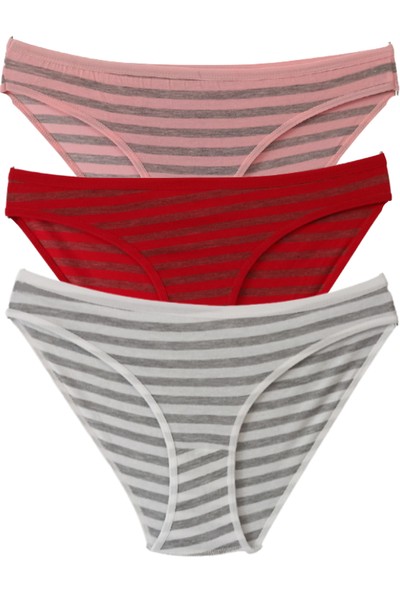 Tutku Kadın 3'lü Çizgili Slip Külot
