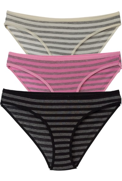 Tutku Kadın 3'lü Çizgili Slip Külot