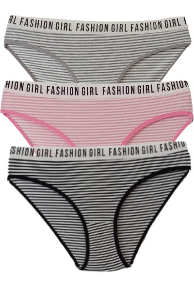Tutku Fashion Girl 3'lü Kadın Çizgili Slip Külot