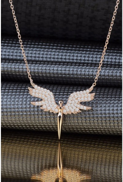 X-lady Accessories Altın Renk Mikail Meleği Kanatlı Beyaz Taşlı Zirkon Kolye - 1077 X-lady Accessories Altın Renk Mikail Meleği Kanatlı Beyaz Taşlı Zirkon Kolye - 1077