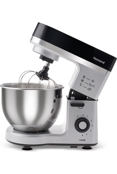 Homend Profashion 3011H Stand Mikser Siyah Silver 1500W 5 Lt Homend Profashion 3011H Stand Mikser Siyah Silver 1500W 5 Lt