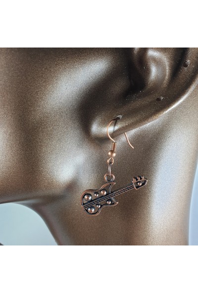 Orora Butik Bakır Renk 25MM Gitar Figürlü Küpe Orora Butik Bakır Renk 25MM Gitar Figürlü Küpe
