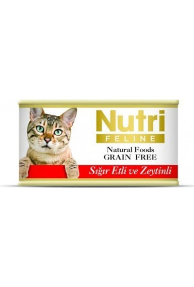 Nutri Feline Sığır Etli ve Zeytinli Yetişkin Konserve Kedi Maması 85 gr ( 4 Adet - 85 gr x 4 Adet )