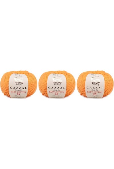 Gazzal Baby Cotton 25 gr El Örgü Ipi 3 Lü 3416