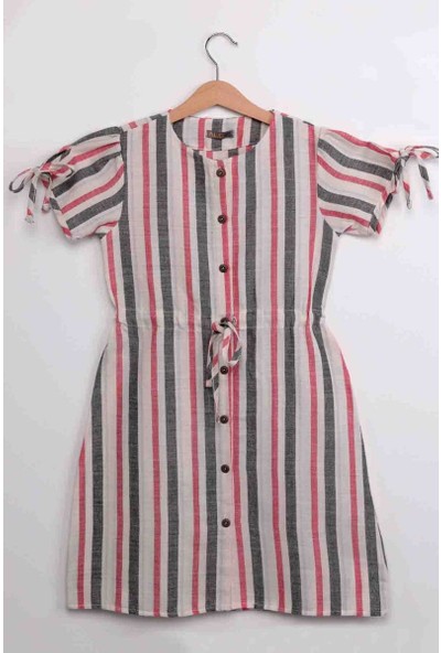 Alg Kız Çocuk Sıfır Kollu Keten Elbise 21488 | Gri