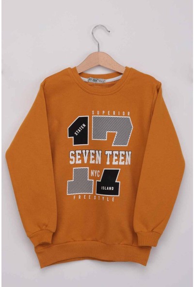Çıt Çıt Seven Teen Yazılı Erkek Çocuk Sweatshirt | Hardal