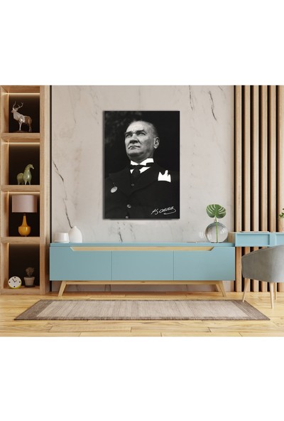 LySticks Atatürk Siyah Beyaz Cam Tablo LySticks Atatürk Siyah Beyaz Cam Tablo