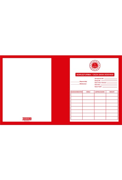 Akdeniz Soruşturma Ceza Dava Icra Avukat Dosyası Kırmızı 50'li