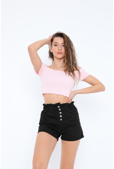 Koins Live koinslive Siyah Havuç Kot Şort