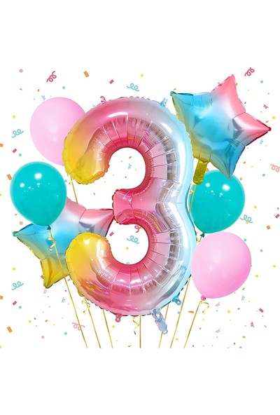Best Parti Gökkuşağı Folyo Balon Seti 3 Yaş Best Parti Gökkuşağı Folyo Balon Seti 3 Yaş